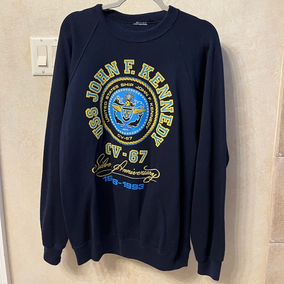 Sweaters | Vintage Uss John F Kennedy Navy Crewneck | Poshmark